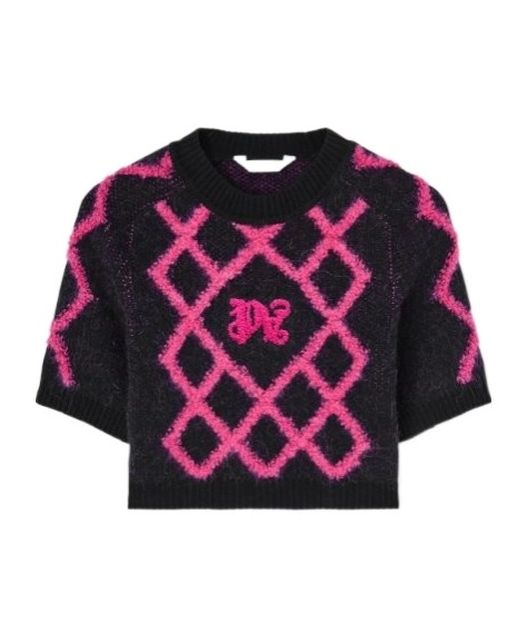 Palm Angels Monogram Argyle Cropped Top