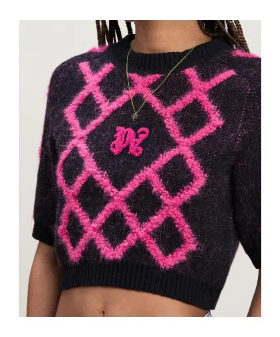 Palm Angels Monogram Argyle Cropped Top