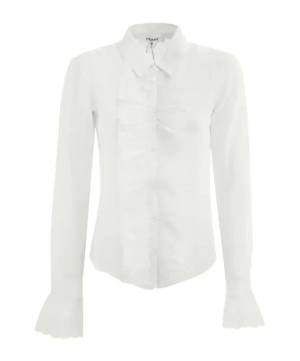 FRAME Embroidered Ruffled Shirt