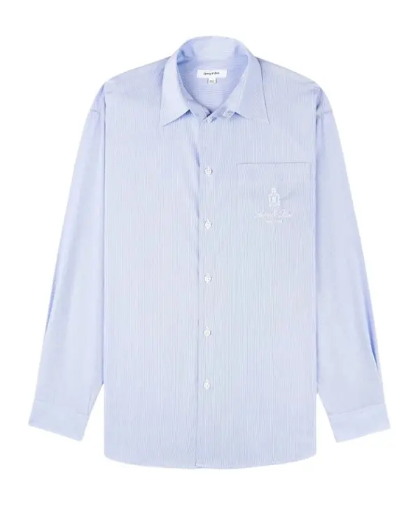 SPORTY  RICH Sporty & Rich Striped Embroidered Shirt
