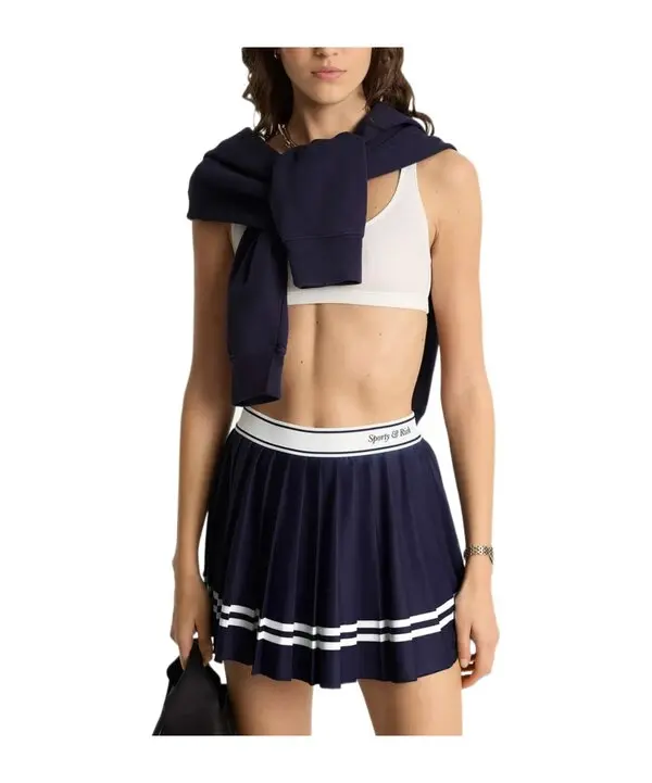 SPORTY  RICH Pleated Stripe Mini Skirt
