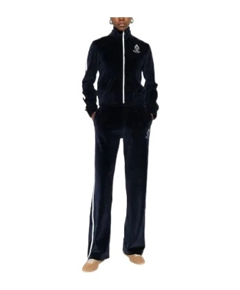 SPORTY  RICH Sporty & Rich Velour Zip-up Track Jacket With Striped Sleeves