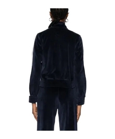 SPORTY  RICH Sporty & Rich Velour Zip-up Track Jacket With Striped Sleeves