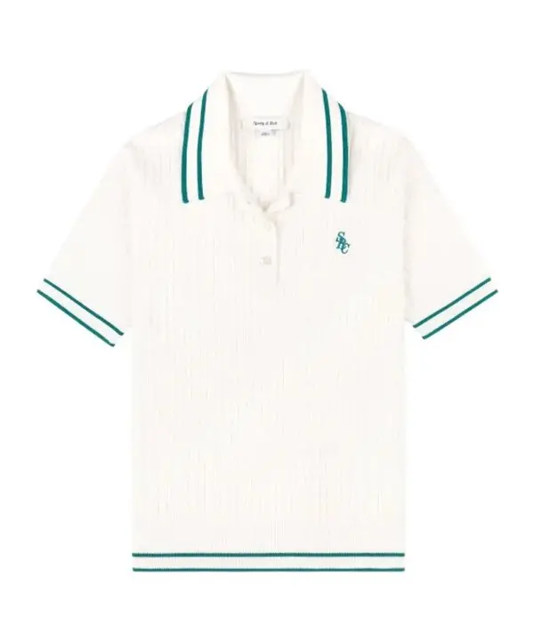SPORTY  RICH Sporty & Rich Cable Knit Polo Shirt