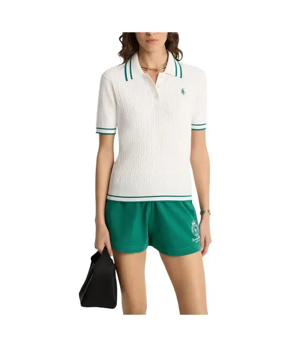 SPORTY  RICH Sporty & Rich Cable Knit Polo Shirt
