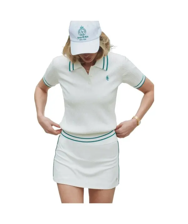 SPORTY  RICH Sporty & Rich Cable Knit Polo Shirt