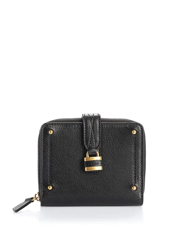Chloé Paddington Medium Folding Leather Zip Wallet - Black