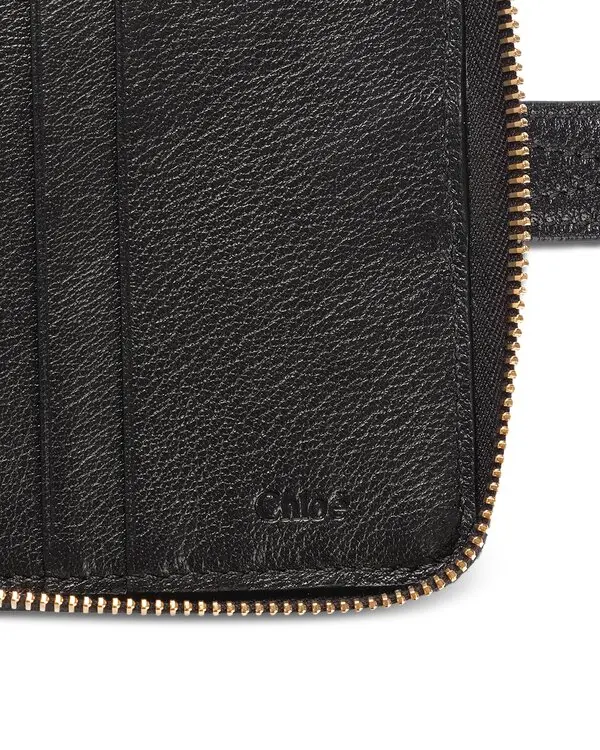 Chloé Paddington Medium Folding Leather Zip Wallet - Black