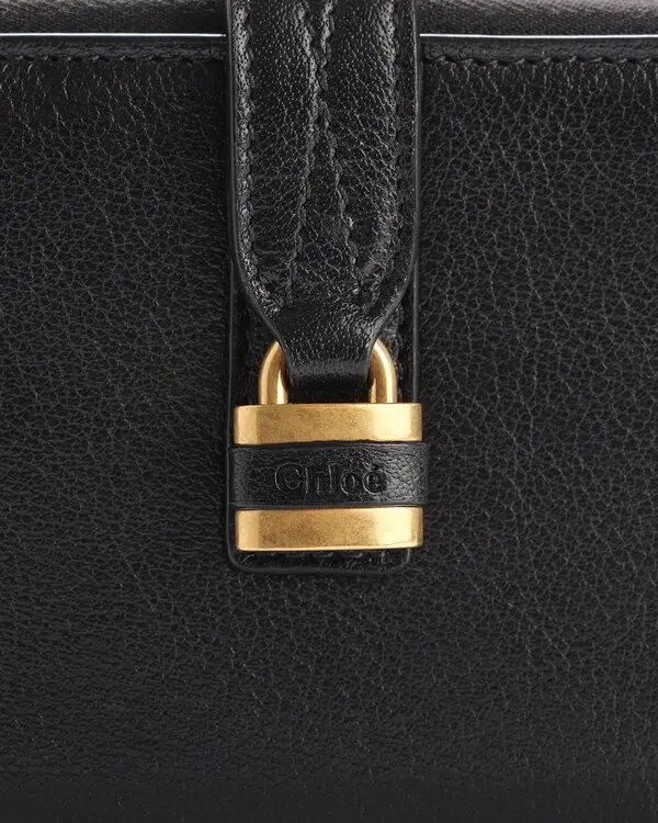 Chloé Paddington Medium Folding Leather Zip Wallet - Black