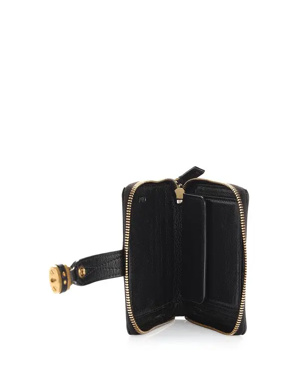 Chloé Paddington Medium Folding Leather Zip Wallet - Black