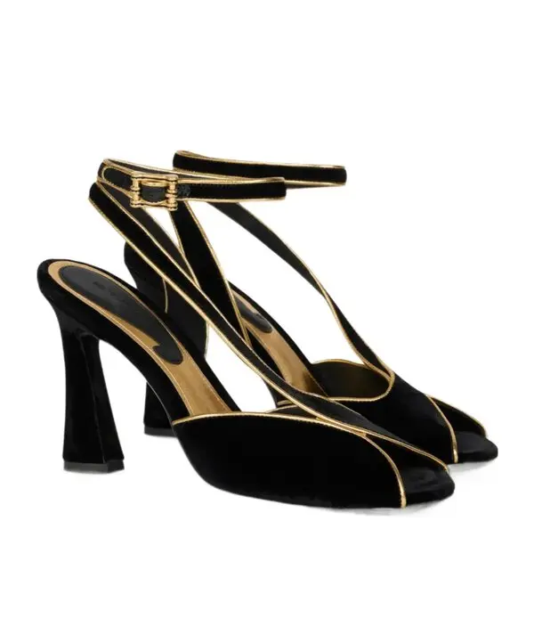 Etro Velvet High-heeled Sandals With Metallic Trim - Black