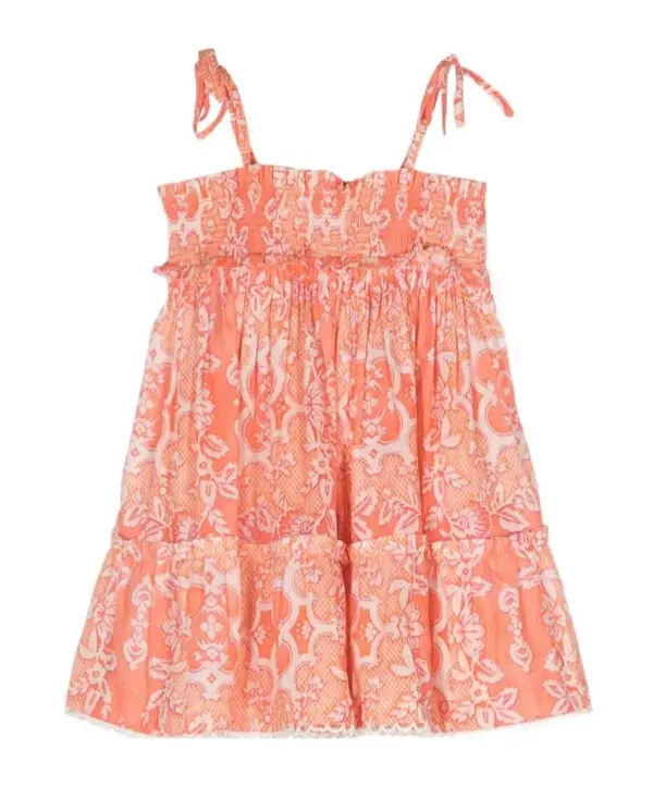 Zimmermann Raie Shirred-effect Cotton Dress - Pink