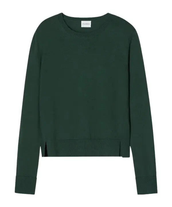 Closed Long Sleeve Crew Neck Knitwear With Side Slits