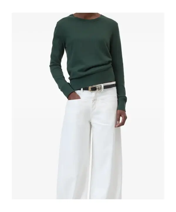 Closed Long Sleeve Crew Neck Knitwear With Side Slits