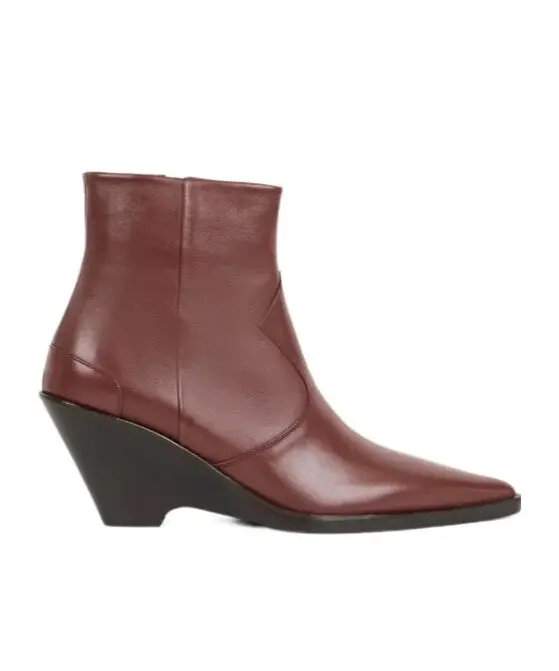 Etro Leather Wedge Ankle Boots - Red