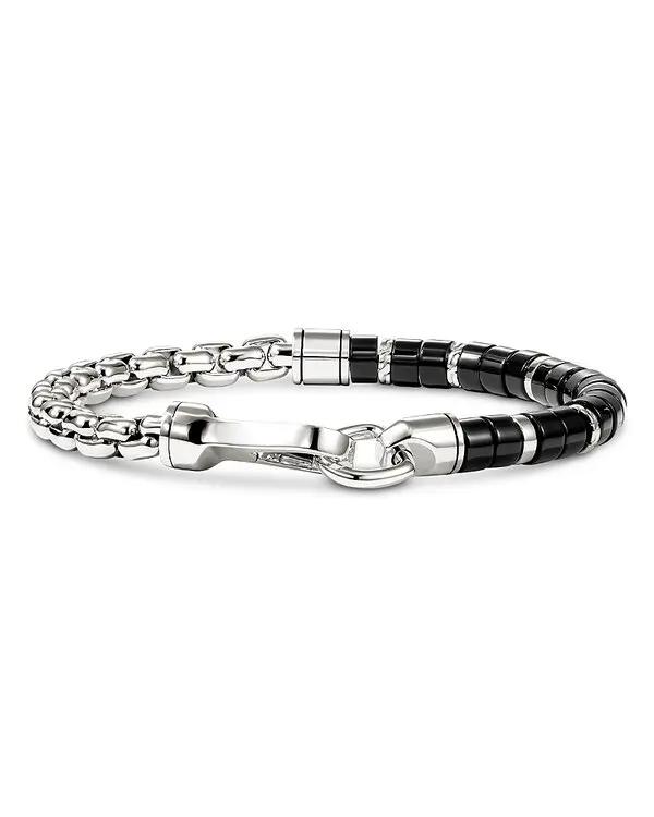 John Hardy Sterling Heishi Onyx Half Beaded Bracelet