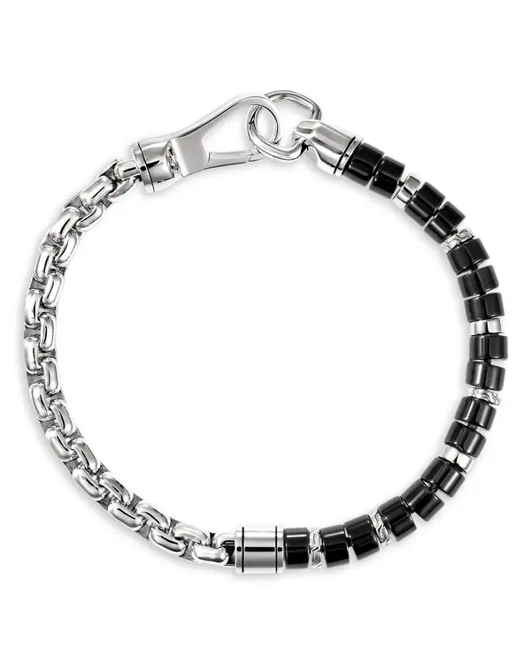John Hardy Sterling Heishi Onyx Half Beaded Bracelet