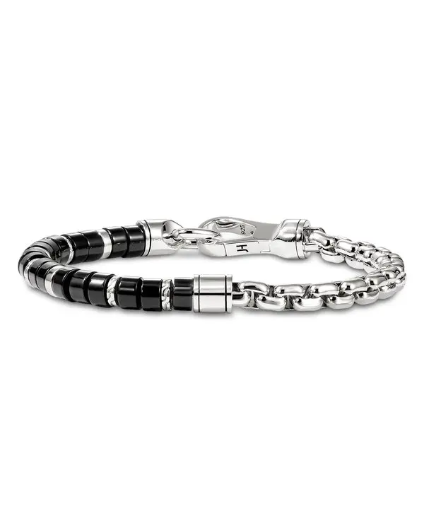 John Hardy Sterling Heishi Onyx Half Beaded Bracelet
