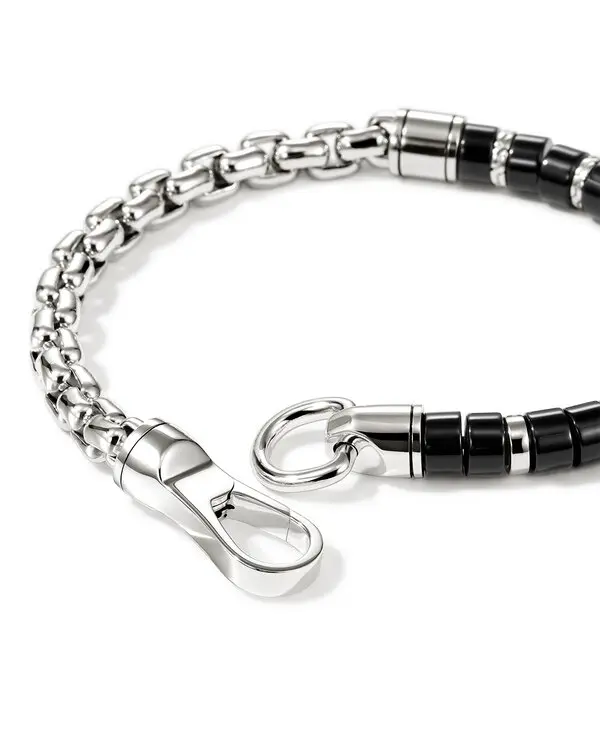 John Hardy Sterling Heishi Onyx Half Beaded Bracelet