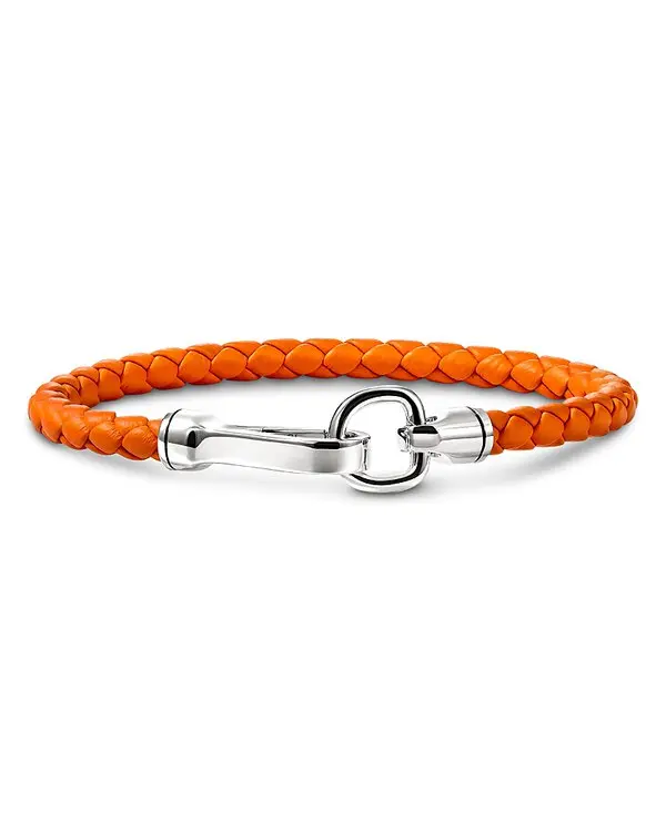 John Hardy Sterling Leather Woven Hook Clasp Bracelet