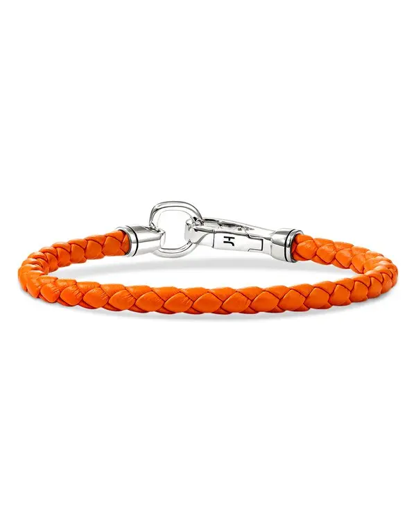 John Hardy Sterling Leather Woven Hook Clasp Bracelet