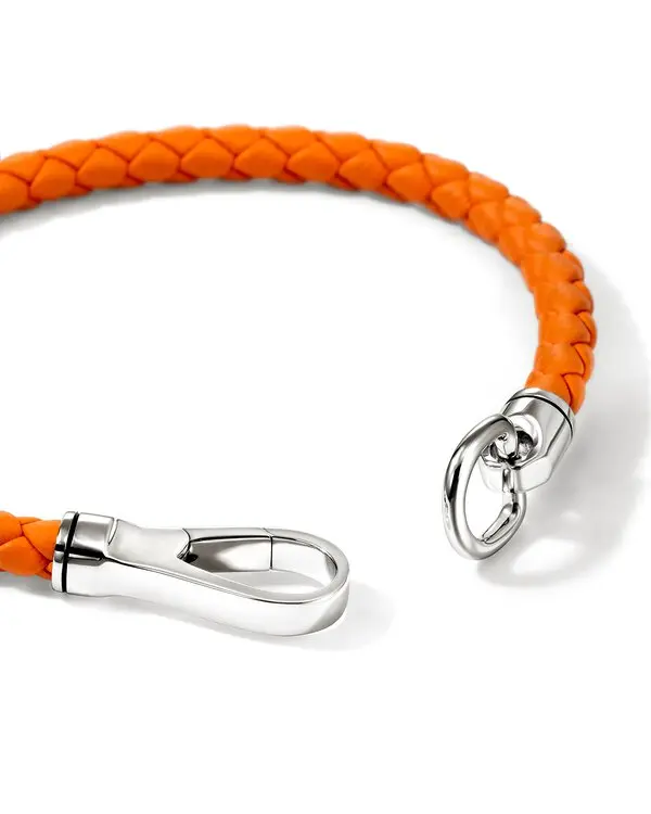 John Hardy Sterling Leather Woven Hook Clasp Bracelet