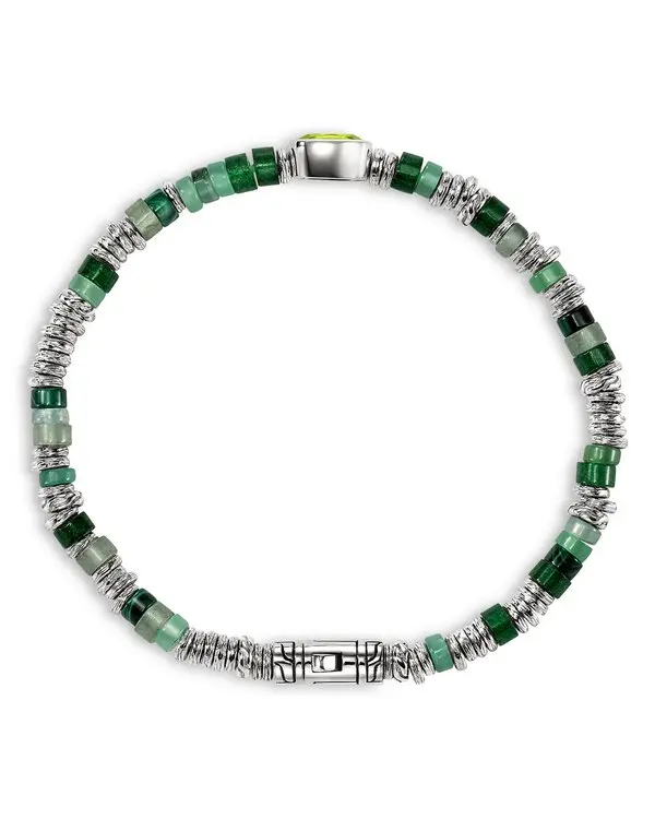 John Hardy Sterling Heishi Peridot & Multi Gemstone Bead Bracelet