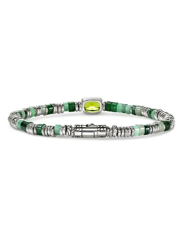 John Hardy Sterling Heishi Peridot & Multi Gemstone Bead Bracelet