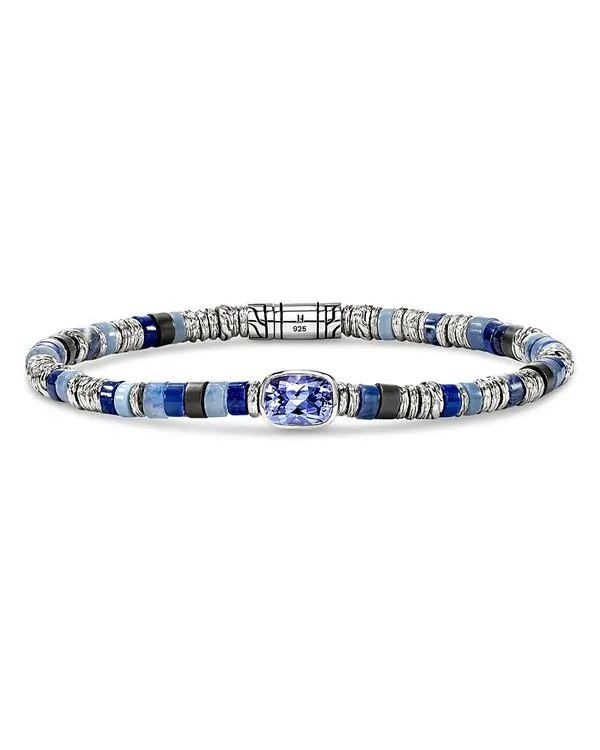 John Hardy Sterling Heishi Tanzanite & Multi Gemstone Bead Bracelet