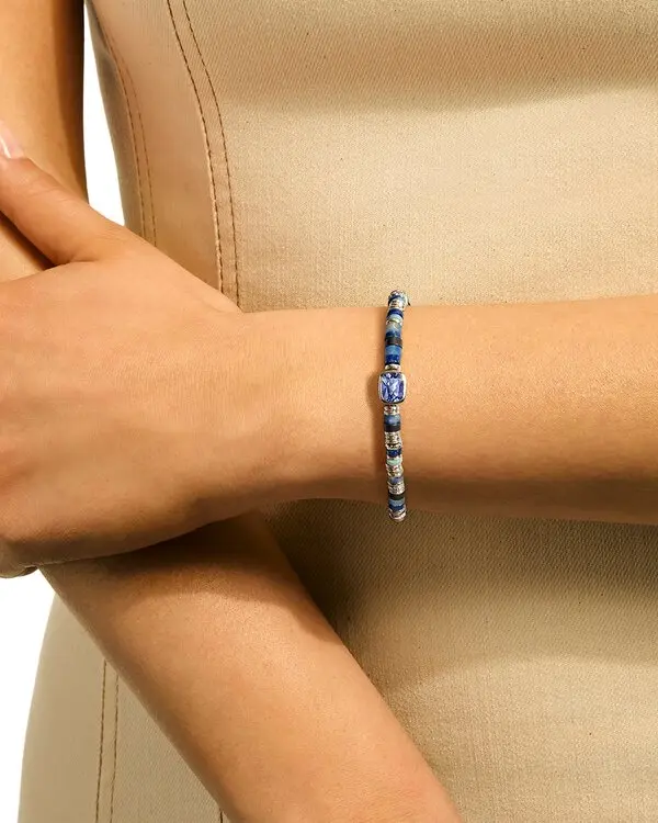 John Hardy Sterling Heishi Tanzanite & Multi Gemstone Bead Bracelet