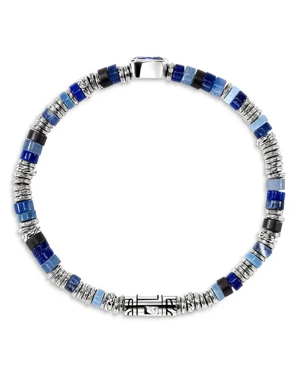 John Hardy Sterling Heishi Tanzanite & Multi Gemstone Bead Bracelet