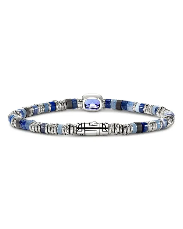 John Hardy Sterling Heishi Tanzanite & Multi Gemstone Bead Bracelet