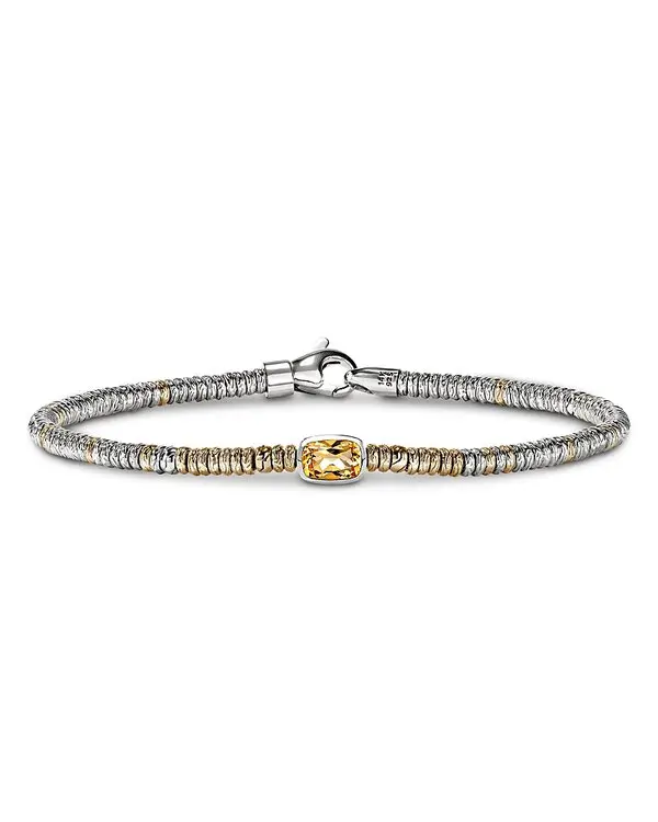 John Hardy 14k Yellow Gold & Sterling Heishi Citrine Bead Bracelet - Silver