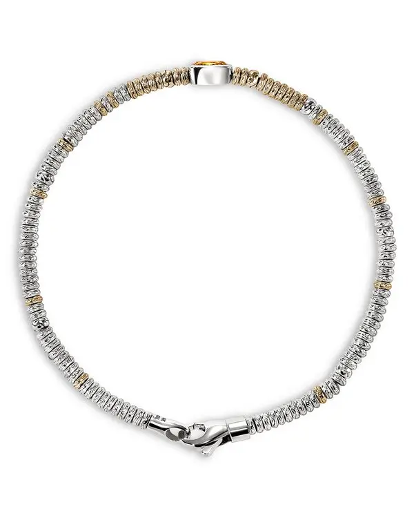 John Hardy 14k Yellow Gold & Sterling Heishi Citrine Bead Bracelet - Silver