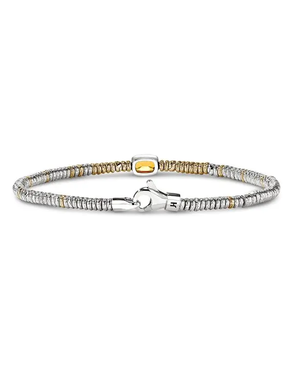 John Hardy 14k Yellow Gold & Sterling Heishi Citrine Bead Bracelet - Silver