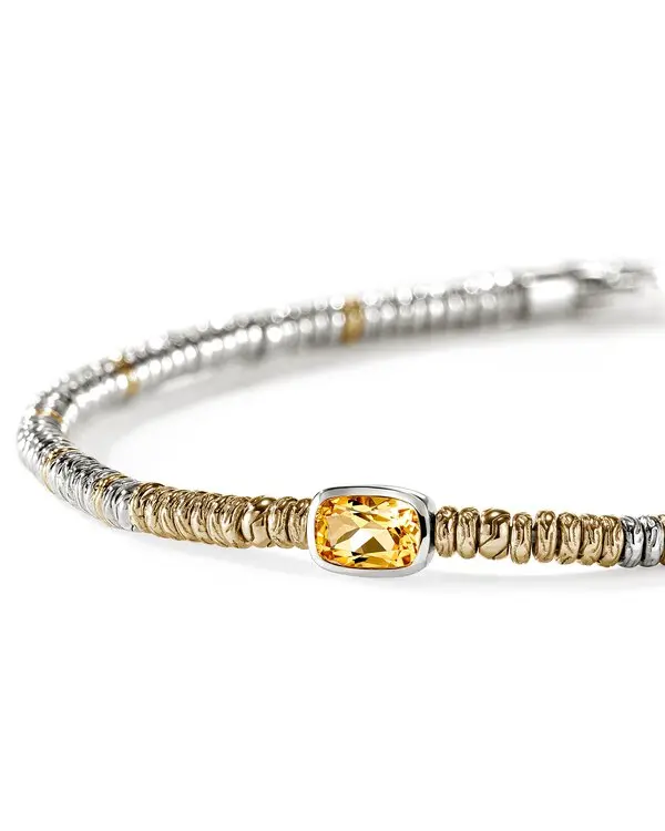 John Hardy 14k Yellow Gold & Sterling Heishi Citrine Bead Bracelet - Silver