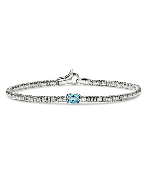 John Hardy Sterling Heishi Swiss Blue Topaz Bead Bracelet