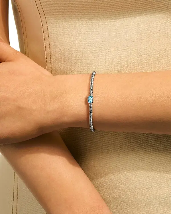 John Hardy Sterling Heishi Swiss Blue Topaz Bead Bracelet