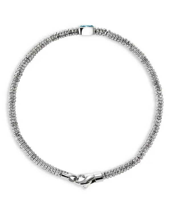John Hardy Sterling Heishi Swiss Blue Topaz Bead Bracelet