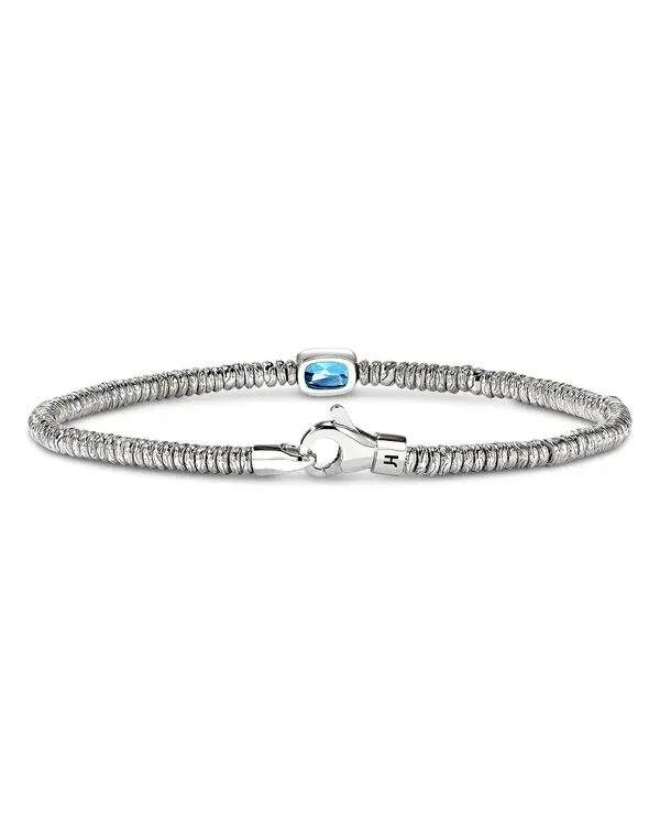 John Hardy Sterling Heishi Swiss Blue Topaz Bead Bracelet