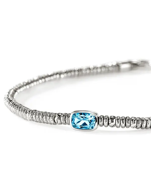 John Hardy Sterling Heishi Swiss Blue Topaz Bead Bracelet