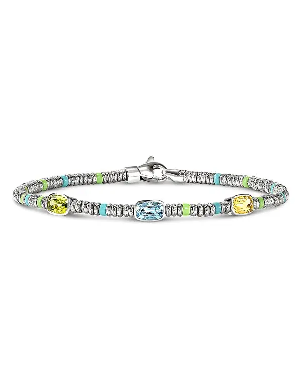 John Hardy Sterling Heishi Multi Gemstone Bead Bracelet