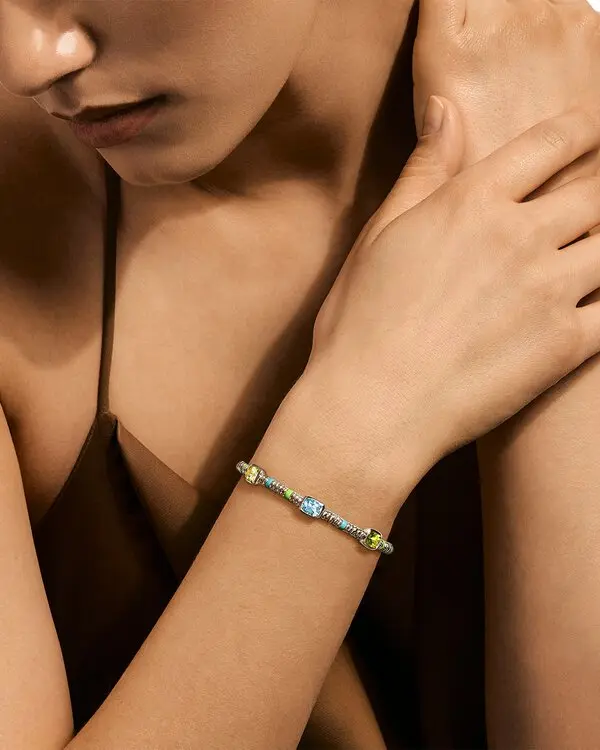 John Hardy Sterling Heishi Multi Gemstone Bead Bracelet