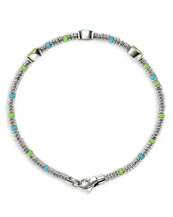 John Hardy Sterling Heishi Multi Gemstone Bead Bracelet