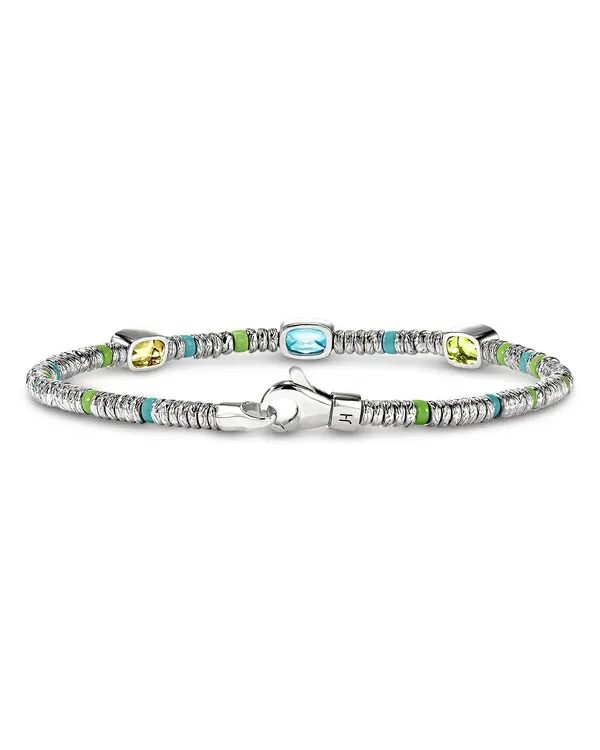 John Hardy Sterling Heishi Multi Gemstone Bead Bracelet