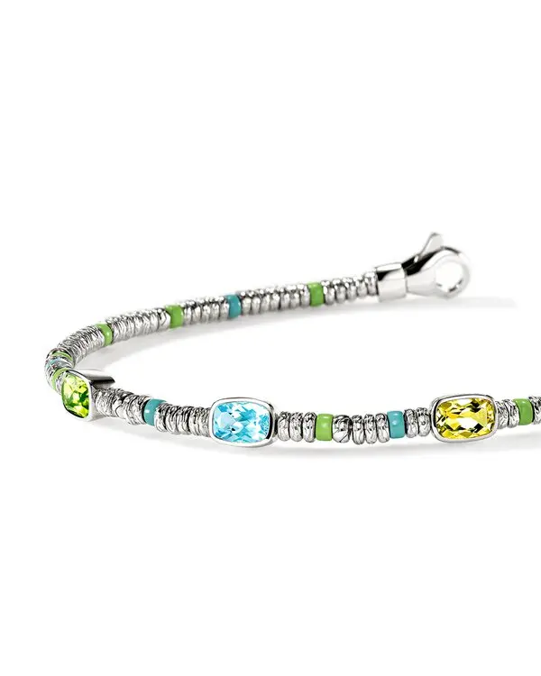 John Hardy Sterling Heishi Multi Gemstone Bead Bracelet