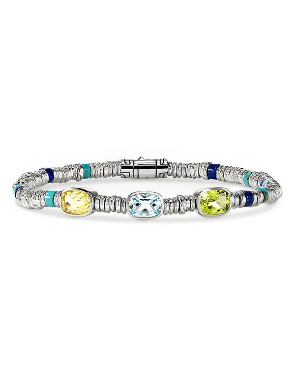 John Hardy Sterling Heishi Multi Gemstone Bead Bracelet