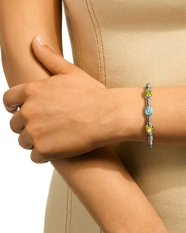 John Hardy Sterling Heishi Multi Gemstone Bead Bracelet