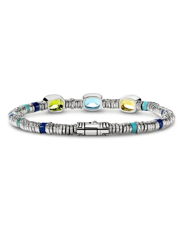 John Hardy Sterling Heishi Multi Gemstone Bead Bracelet