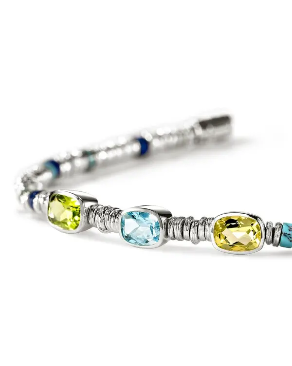 John Hardy Sterling Heishi Multi Gemstone Bead Bracelet